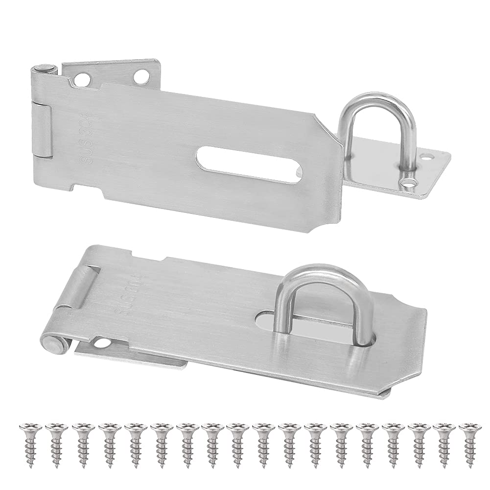 Buy Shed Security Lock,4 Inches Hasp and Ste with Screws,2 Sets Garden ...