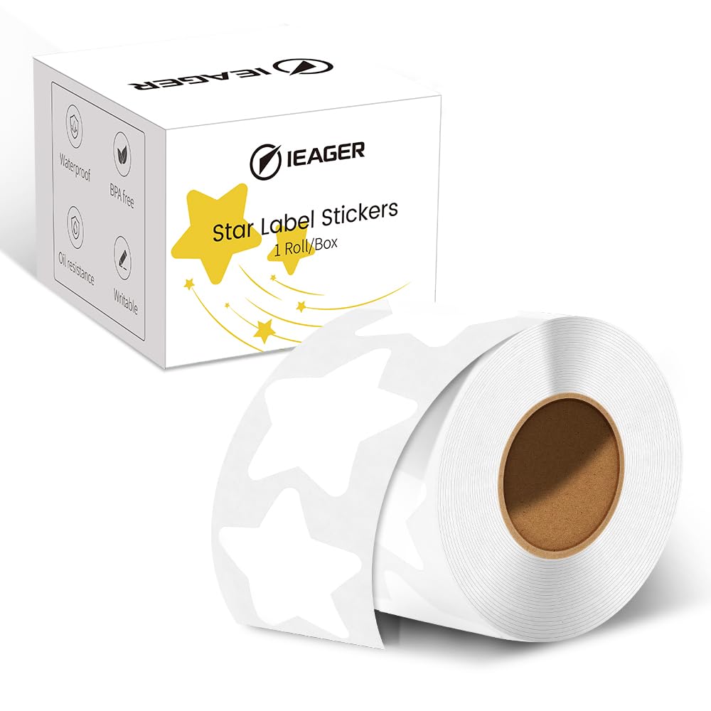 Amazon.com : iEager Star Shaped Thermal Label Stickers 2 Inch Printable ...