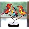 Amazon.com: CrusJia Stained Glass Birds on Branch Desktop Ornaments ...