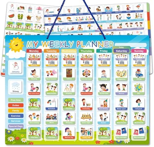 Visual Timetable Weekly Planner for Kids - Magnetic Schedule Board with ...