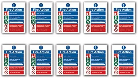 Stcky Fire Action Notice Vinyl Sign - 15 x 20 cm Ideal Sized Fire ...