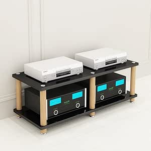 3 Tier AV Media Stand Wood Audio Component Rack Shelf Non slip Feet ...