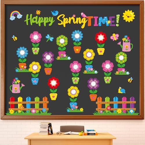 Amazon.com: Janlaugh 48 Pcs Spring Bulletin Board Decorations Set Happy ...