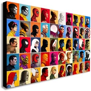 Amazon.com: MARVEL Super Hero Collage Head Shot - Canvas Framed Wall ...