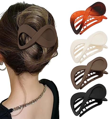 Amazon.com : Ahoney 3.3" Flat Hair Clips for Women, 4Pcs Lay Down Claw ...