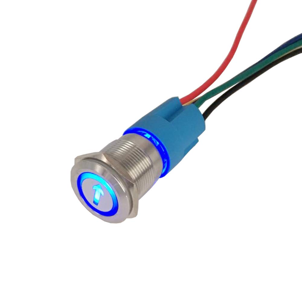 Amazon.com: ESUPPORT Stainless Steel Momentary 19mm 12V 5A Blue LED ...