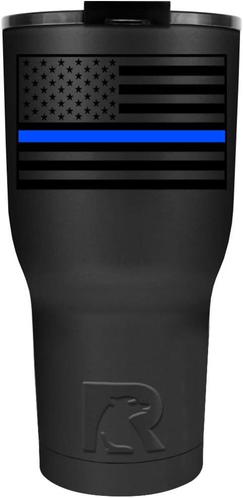 Amazon.com: RTIC Police Thin Blue Line American Flag on Black Matte 30 ...