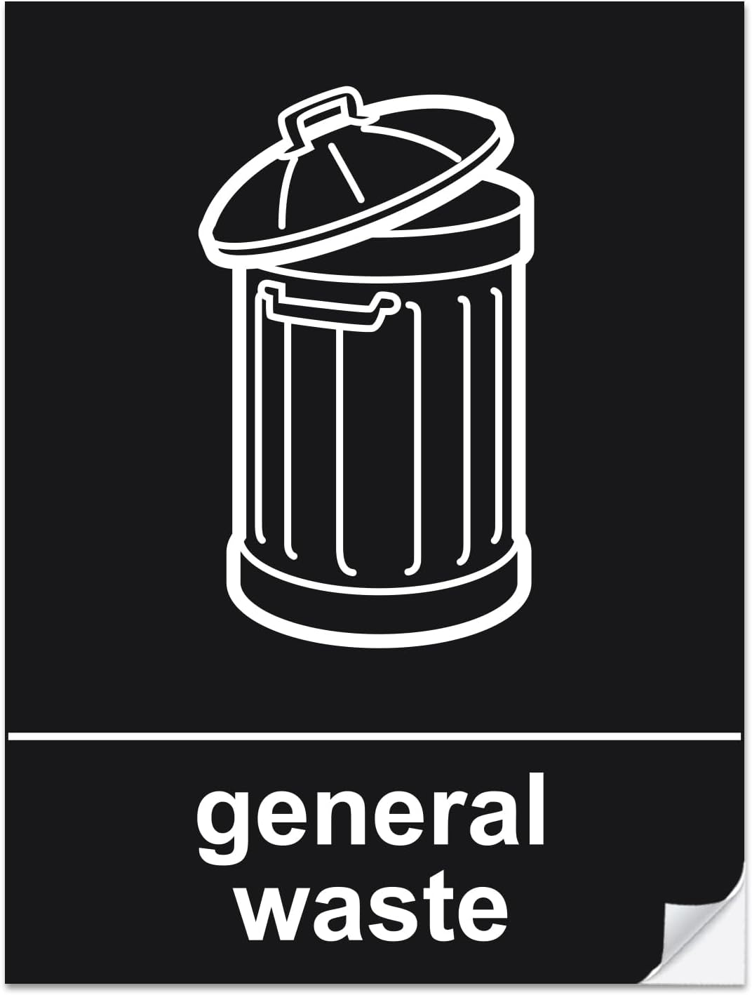 SAFESIGN General Waste Sign - Self Adhesive PVC Stickers - 150mm x ...