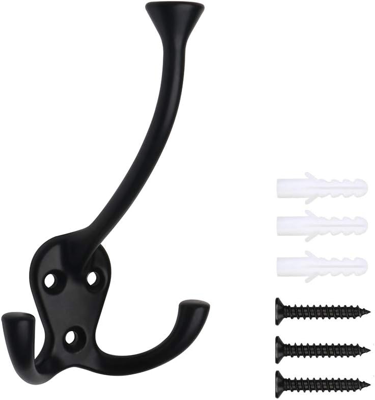 Amazon.com: HADWER Wall Mounted Coat Hooks 5 Pack Heavy Duty Black ...