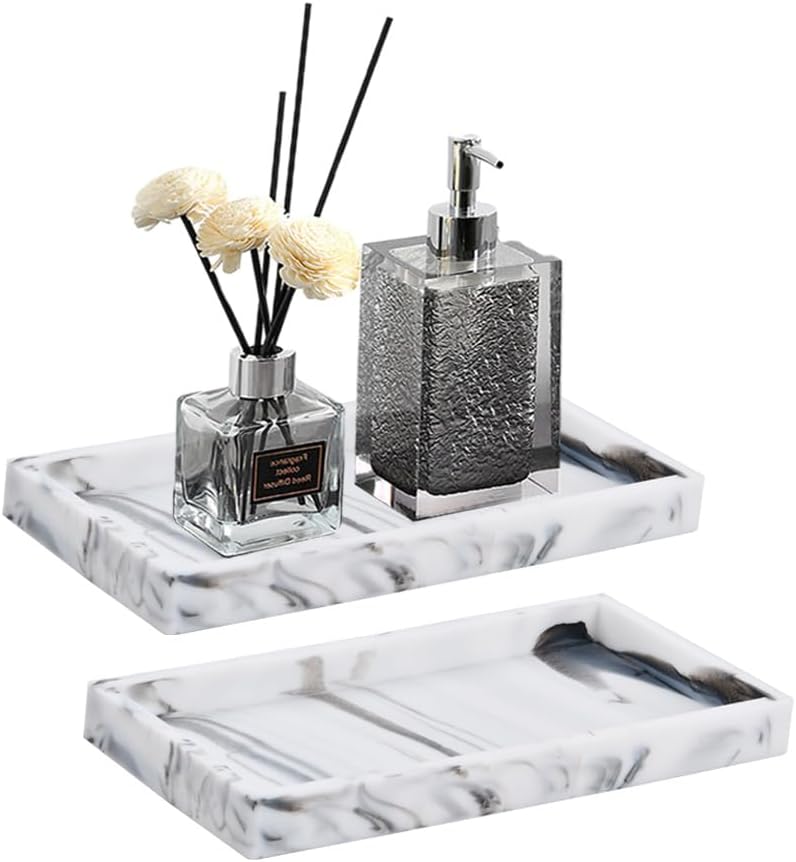 2Pcs Shatterproof Bathroom Tray,Bathroom Tray Organiser,Silicone ...