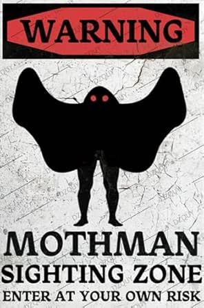 Cryptid Decor Mothman Metal Tin Sign Funny Bathroom Metal Sign'Warning ...