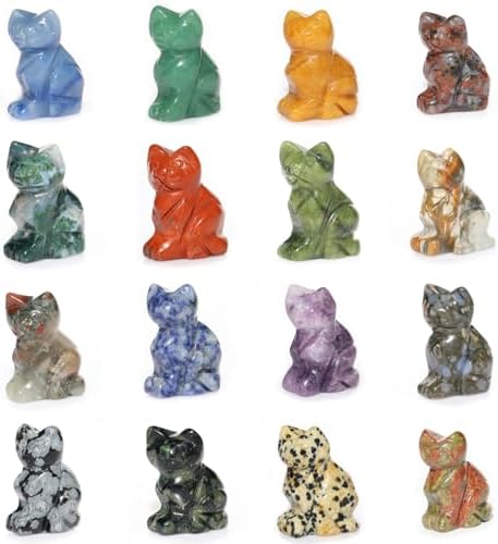 Amazon.com: Barydat 6 Pieces Crystal Figurines Cat Statues Cute Cat ...
