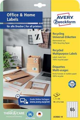 Avery Zweckform L7636-10 Address Labels (480 Labels, 45.7 x 21.2 mm on ...