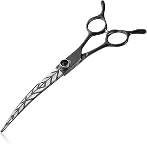 Amazon.com: DRGSKL 7" Curved Dog Grooming Scissors Black, Japanese ...