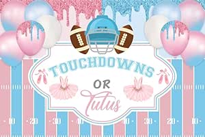 Amazon.com : Renaiss 7x5ft Touchdowns or Tutus Gender Reveal Backdrop ...