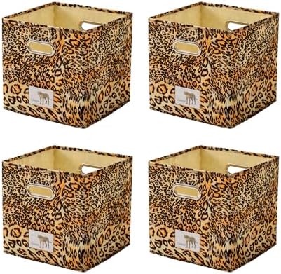 Amazon.com - BeigeSwan Foldable Animal Leopard [Set of 4] Cube Storage ...