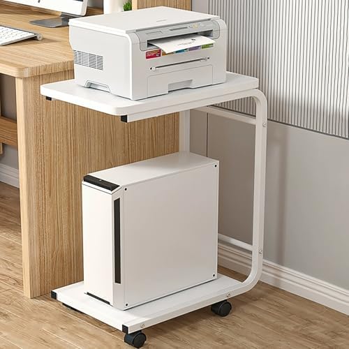 Under Desk Printer Stand, Printer Cart with 2 Tier Storage, Computer ...