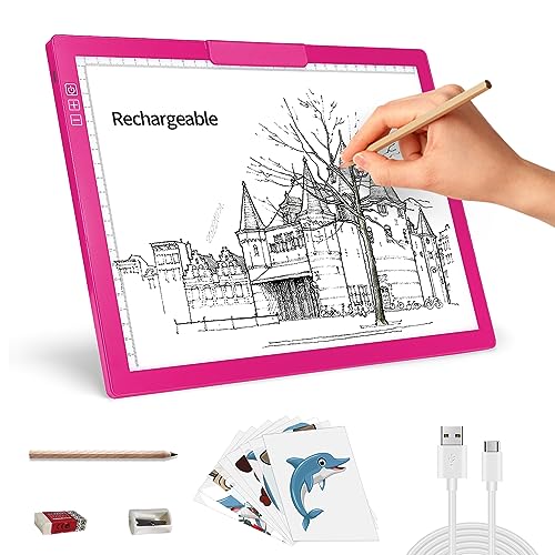 A4 Light Box, Rechargeable LED Light Pad with 6 Level Adjustable ...