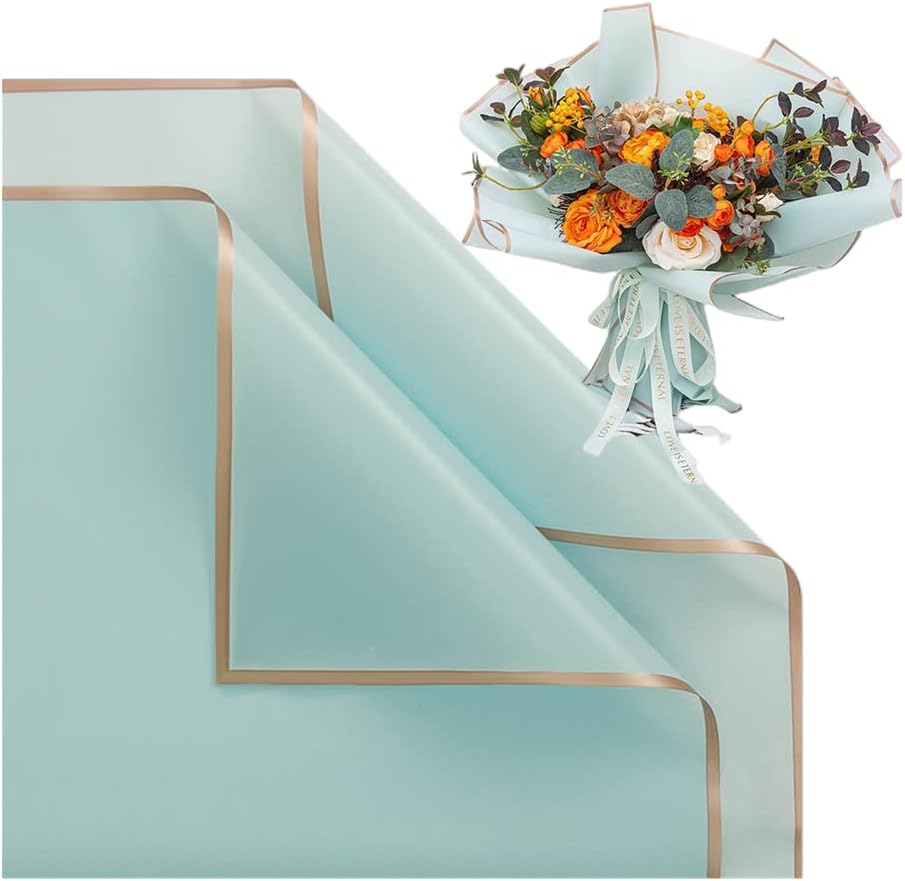 Amazon.com: Leoyoubei 20 Sheets Rose Bouquet Wrapping Paper,Blue ...