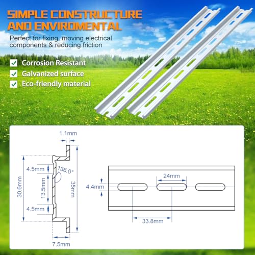 Snapklik.com : 12 Piece Aluminum DIN Rails, 8 Inches Long, 35mm Wide ...