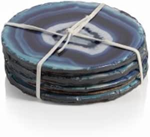 Amazon.com: Zodax Azul Blue Faux Agate Coasters Set of 4 4" Round ...