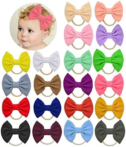 Amazon.com: 30 Pcs Baby Headbands Girls Hair Bows Nylon Hairbands with ...