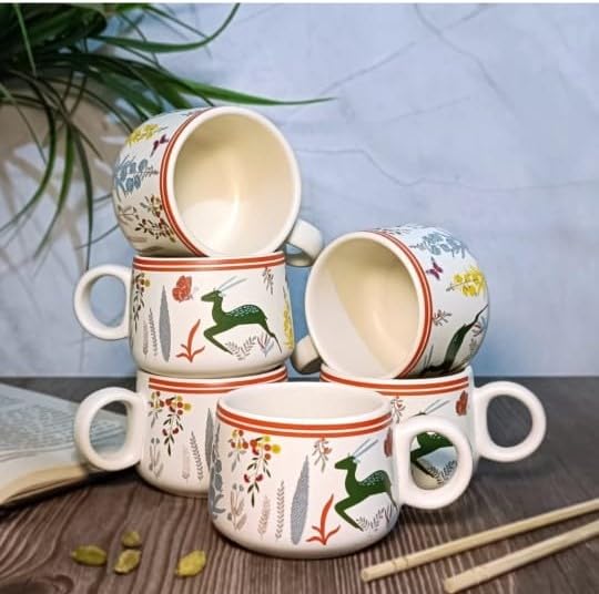 Buy AAV World Green Deer Tea Cup Set (Pack of 6) - Embrace The Serenity ...