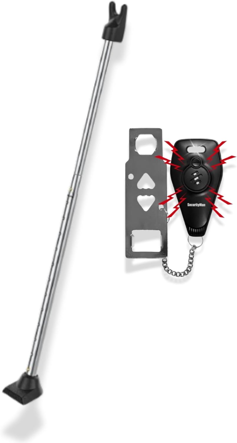 Amazon.com: Door Security Bar & Portable Door Lock with Alarm (Chrome ...