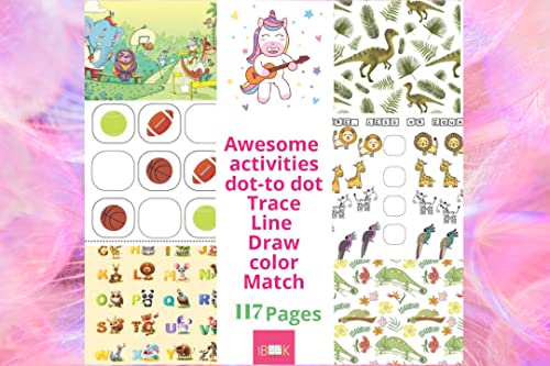 Awesome activities dot-to dot Trace Line Draw color Match 117 Pages ...