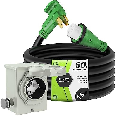 Amazon.com: 50AMP 15Feet Generator Cord with Pre-drilled Power Inlet ...