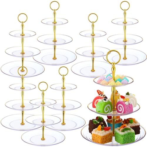 Amazon.com | Patelai 8 Packs 3 Tier Crystal Acrylic Clear Cake Stand ...