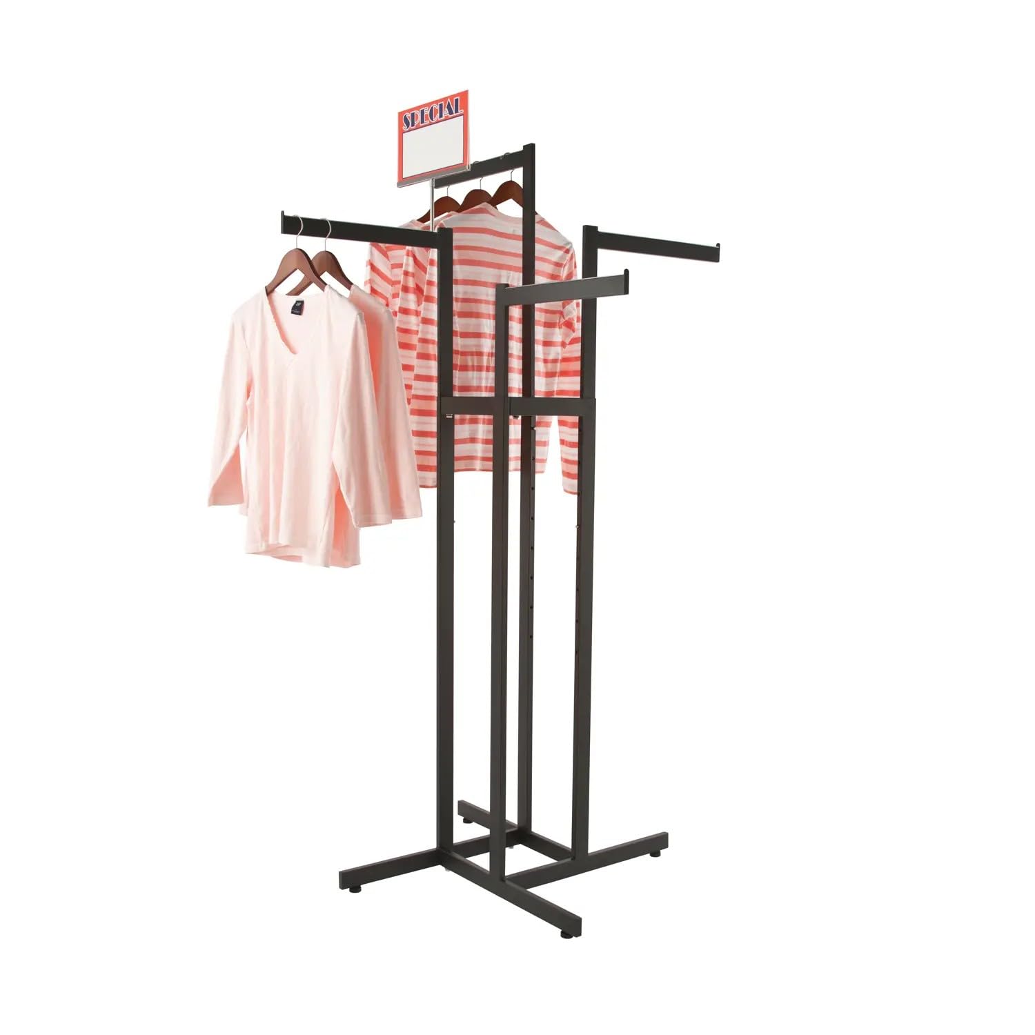 Snapklik.com : Clothing Rack Black 4 Way Rack, Adjustable Height Arms ...