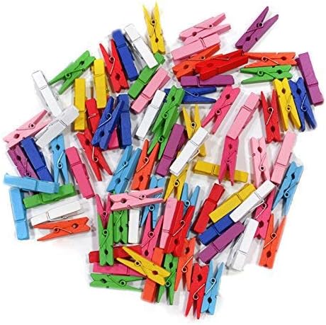 Asian Hobby Crafts Mini Wooden Clips for Wall Hanging Pictures, Natural ...