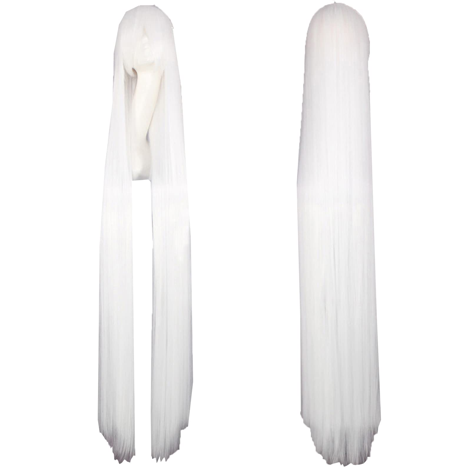 Amazon.com: Yejue Women Girls 59" 150cm Long Fashion White Straight ...