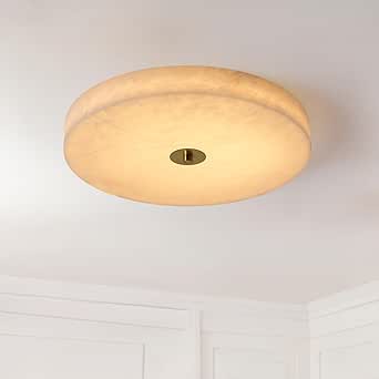 PIOUTNF Alabaster Ceiling Light,15.7in Spanish Natural Marble Round ...