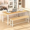 Amazon.com - Lamerge Kitchen Table Set with 2 Benches 4 Person Dining ...