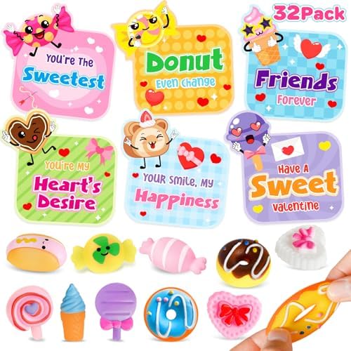Amazon.com: Valentines Day Gifts for Kids School, 32 Packs Kawaii Mochi ...