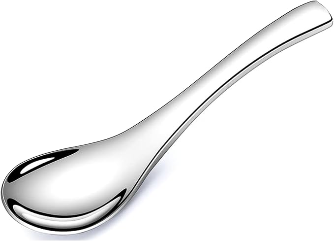 Amazon.com: Asian Soup Spoon,Stainless Steel Korean Spoons,7.3 inches ...
