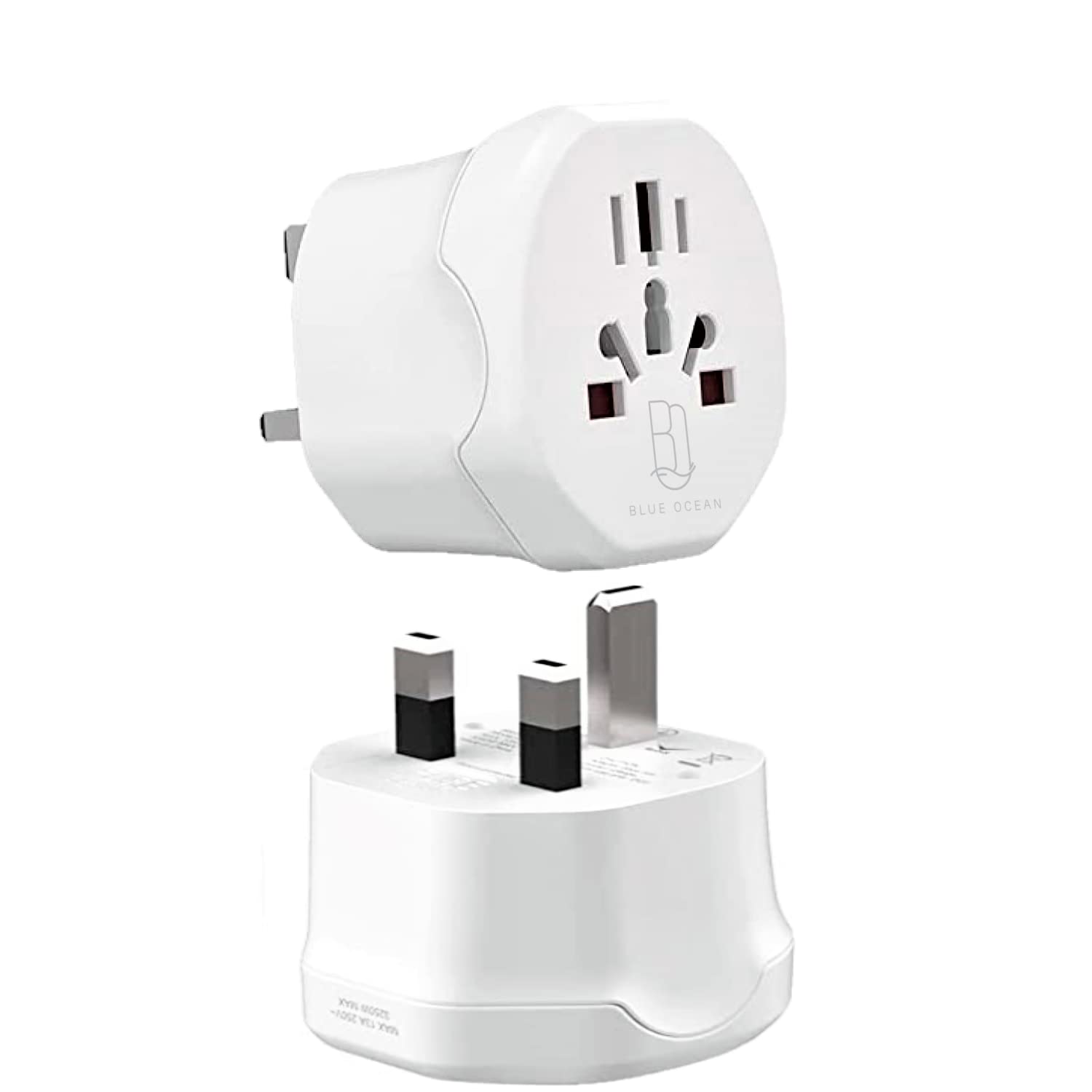 Buy BLUE OCEAN Travel Adapter With 8A Fuse, World to UAE UK KSA HK 3 ...