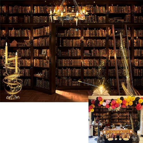 Amazon.com : 7x5ft Magic Bookshelf Backdrop Wizard Broom Stick ...