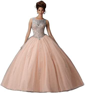 Yukale - Vestido de quinceañera con abalorio de cristales para mujer ...