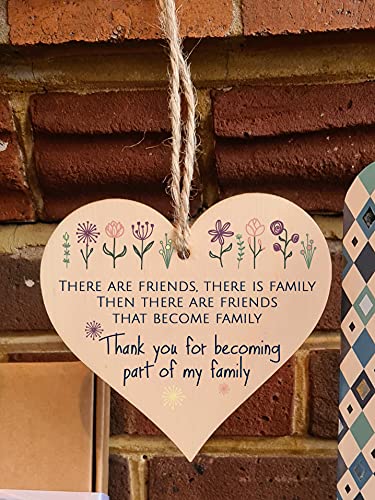 Handmade Wooden Hanging Heart Plaque Gift Friends Become Family Thank ...