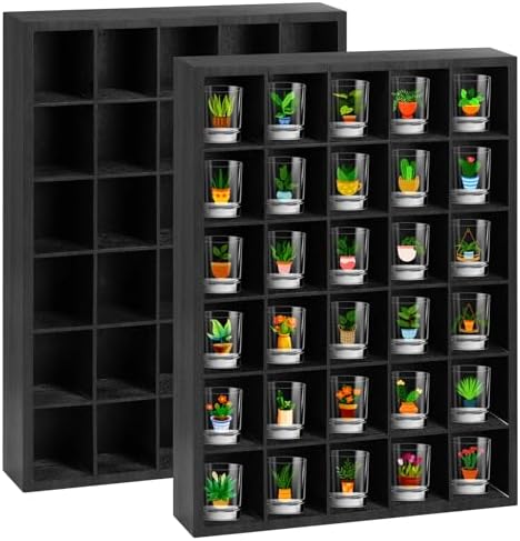 Amazon.com: 2 Pcs Shot Glass Display Case Black Wooden Shot Glass ...