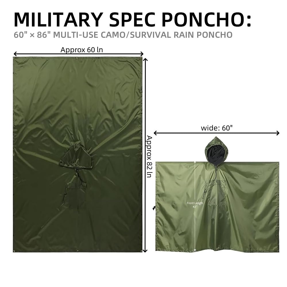 Snapklik.com : Lenotos Military Poncho, Waterproof Camouflage Army ...