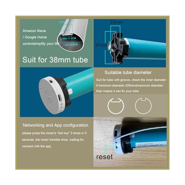 TUYA Smart Roller Blinds Motor,Rechargeable Battery Shades Motorized ...