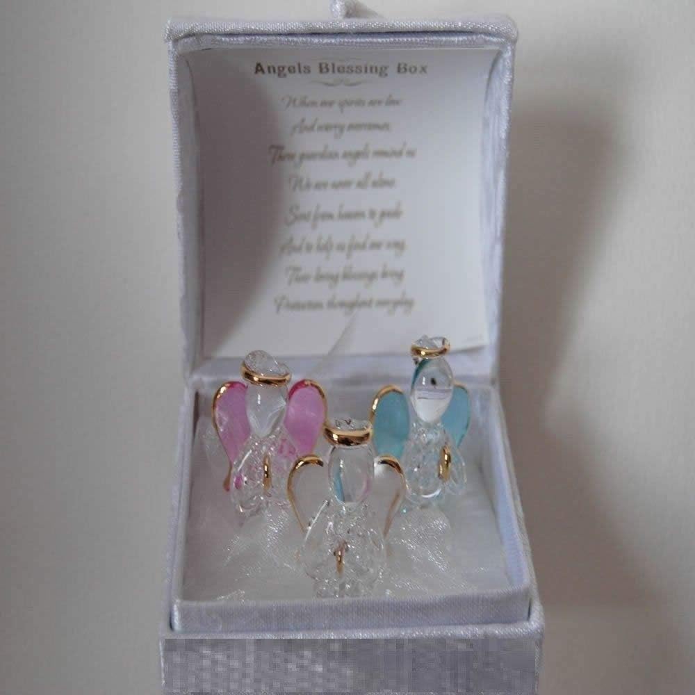 Angel Worry Gift Glass Angels Worry Poem Box Guardian 3 Praying Angel ...