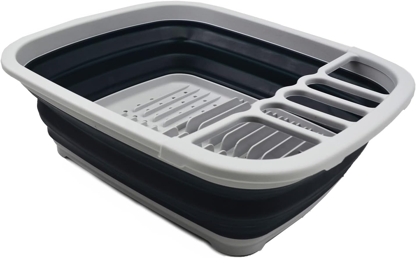 SAMMART Collapsible Plastic Dish Drainer with Drainer Board - Foldable ...