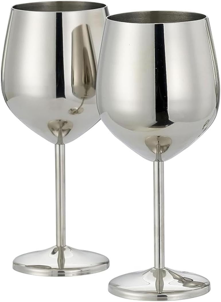 Amazon.com | HAZEL Stainless Steel Goblet Wine Glass | Gin Goblets ...
