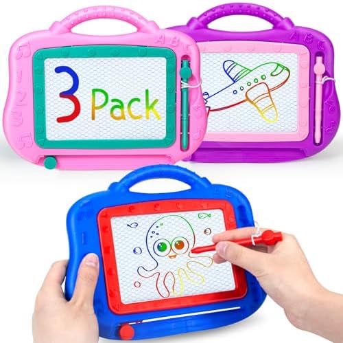 Hymaz Magnetic Drawing Board Toddlers Travel Toys for 1 2 3 4 5 6 Year Old,3 Pack Colorful ...