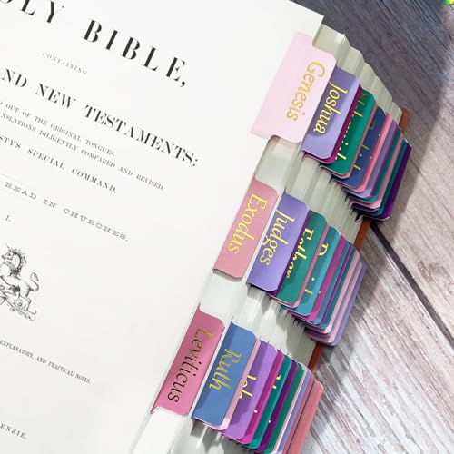 Snapklik.com : Gold Foil Purple Bible Tabs, 100 PCS Large Print ...